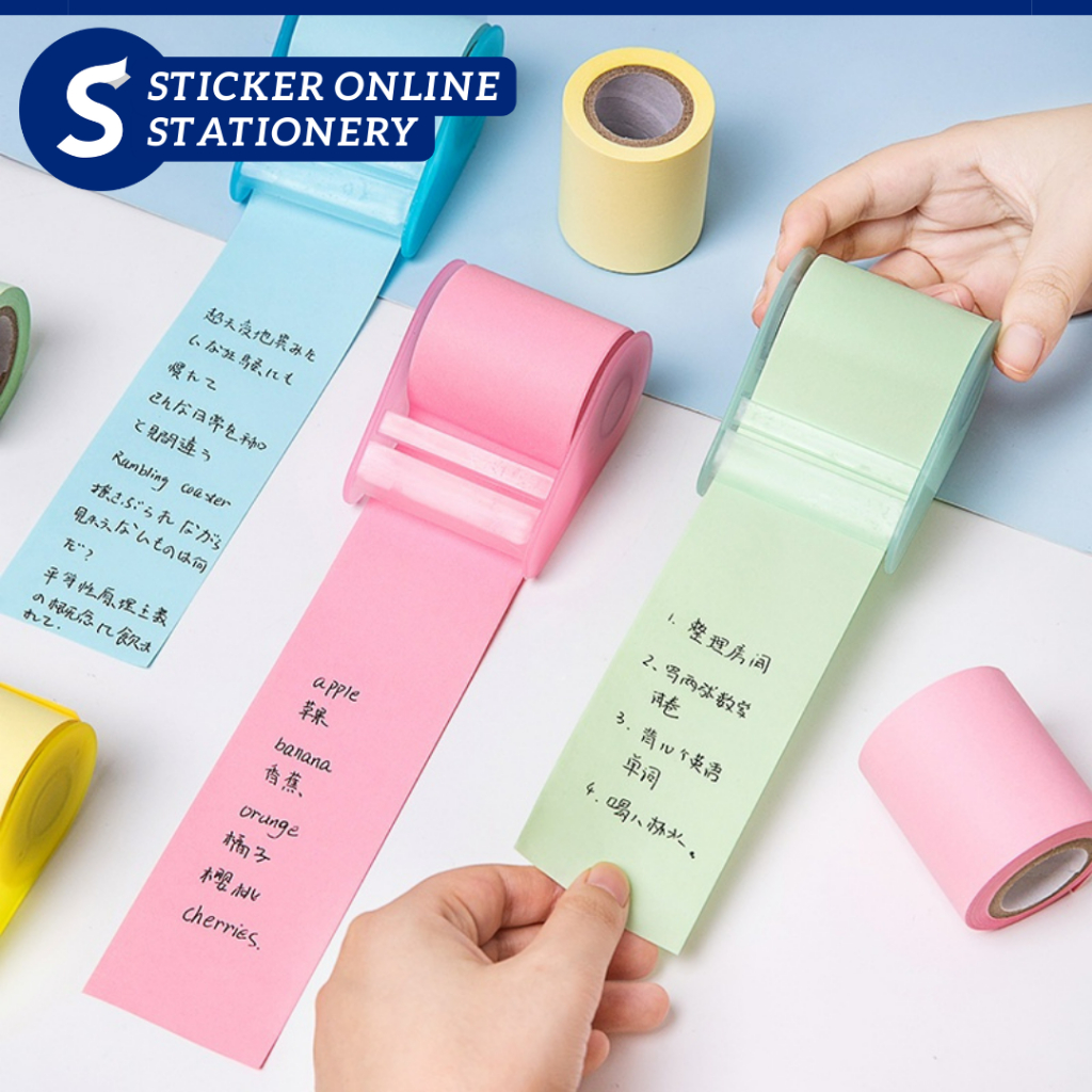 Sticky Notes Memo Tape Roll with Dispenser Blue/Pink/Green/Yellow Set ...