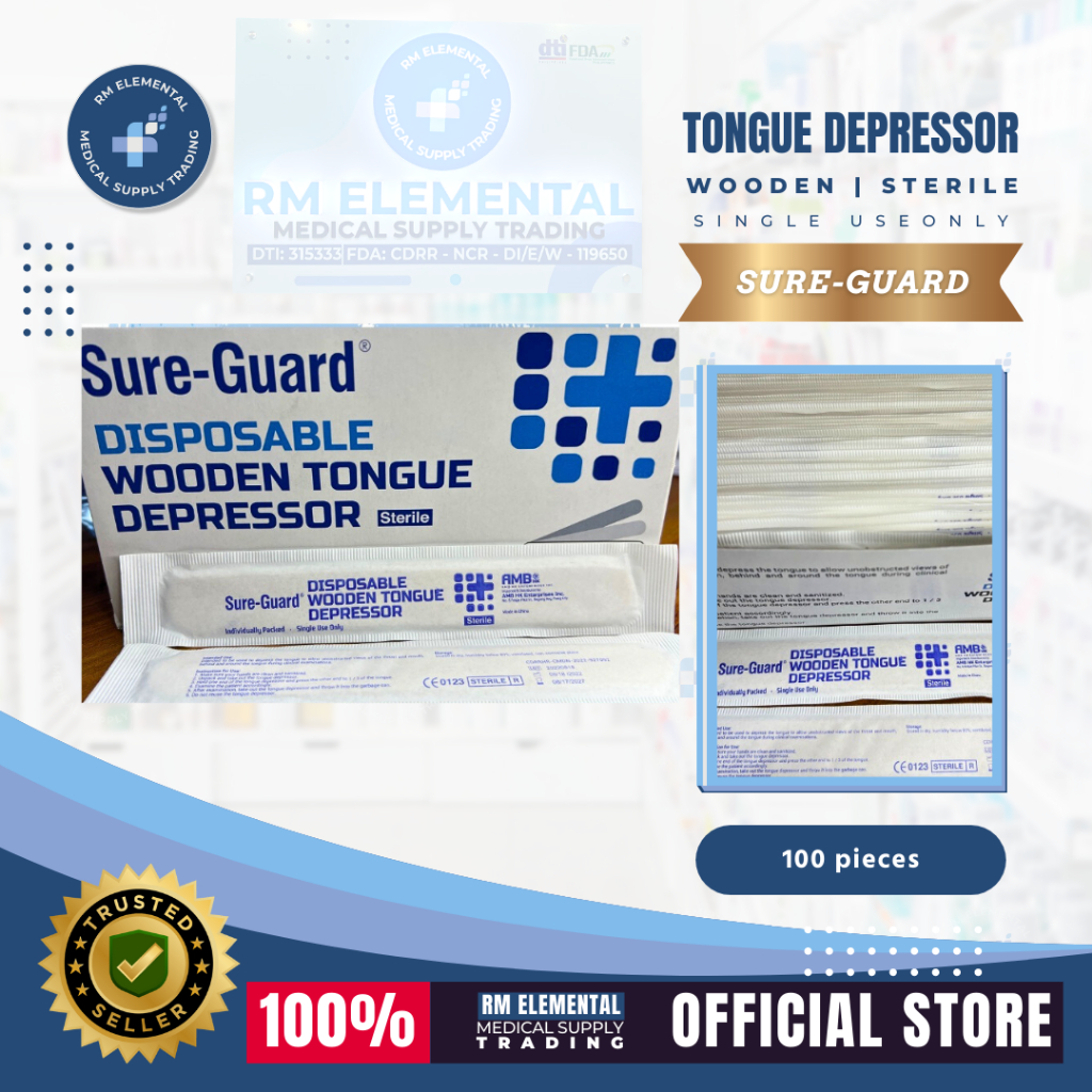 [ BOX ] Disposable Wooden Tongue Depressor (STERILE) Sure-Guard sold ...