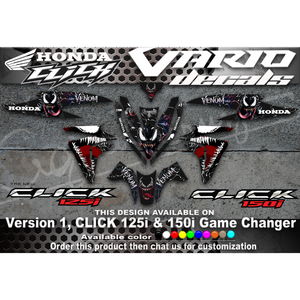 HONDA CLICK V2 125i & 150i Venom Decals Stickers for motorcycle parts ...