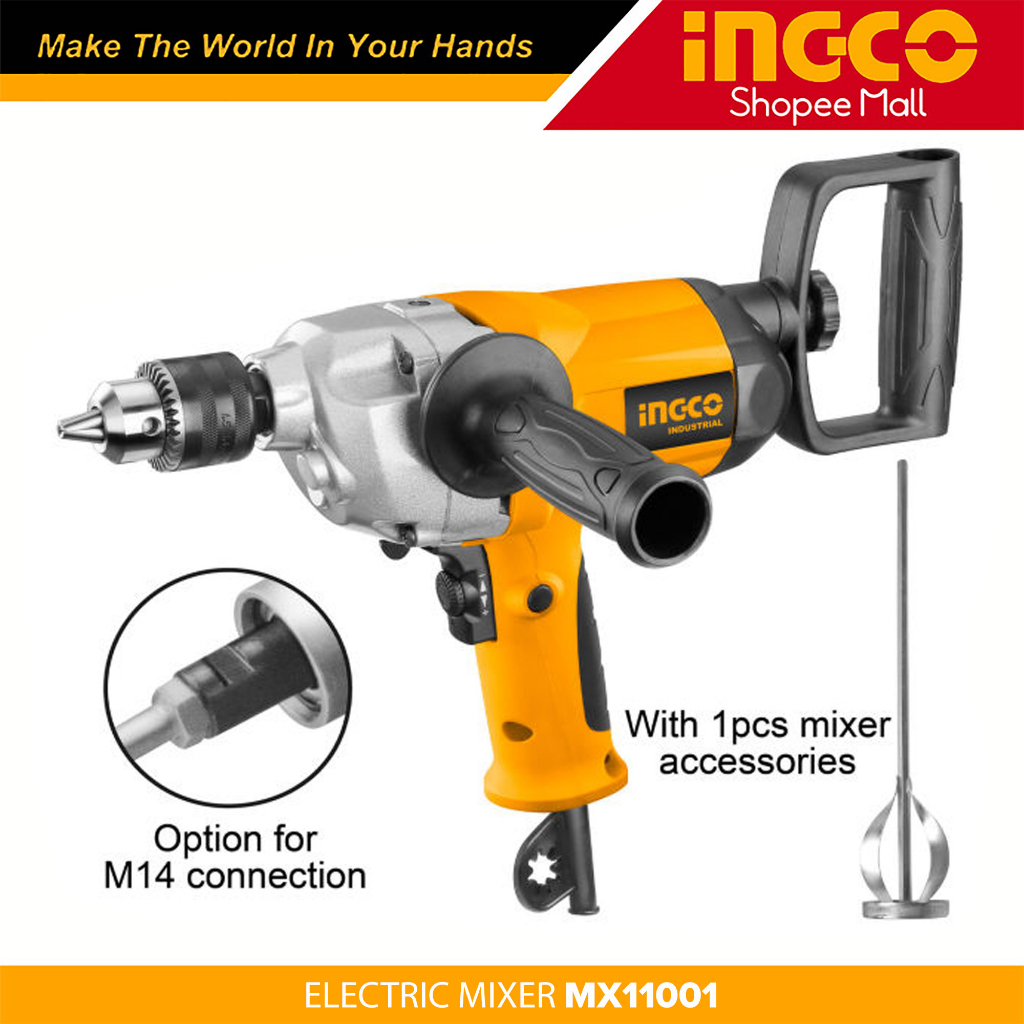 Ingco Electric Paint Mixer Concrete Mixing Power Tool 1100W MX11001 ...
