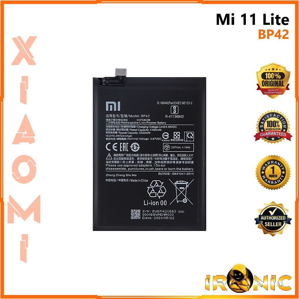 Xiaomi Mi 11 Lite Battery Model BP42 Original Equipment Manufacturer ...