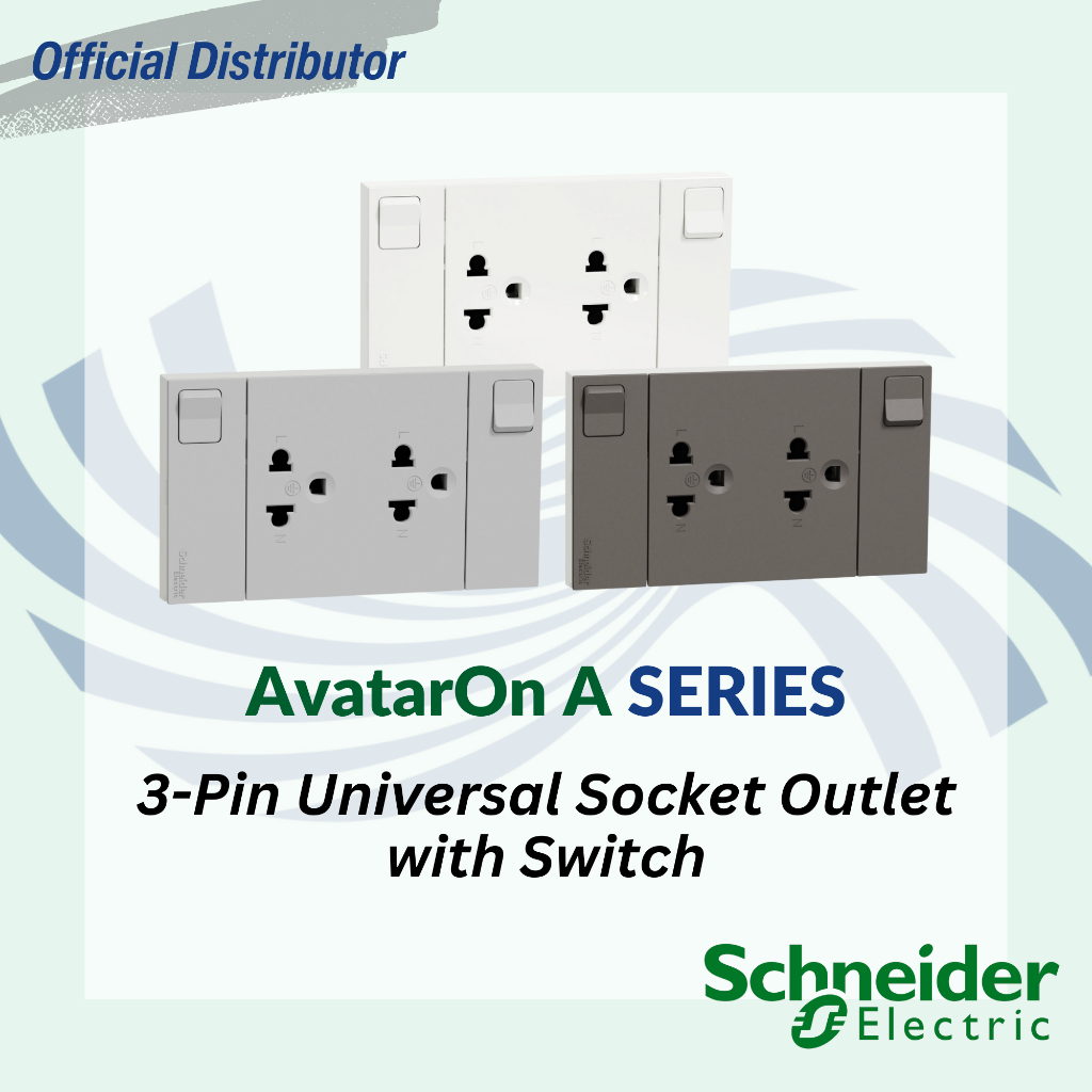 Schneider AvatarOn A 2"x4" 16A 2 Gang 3-Pin Universal Socket Outlet ...