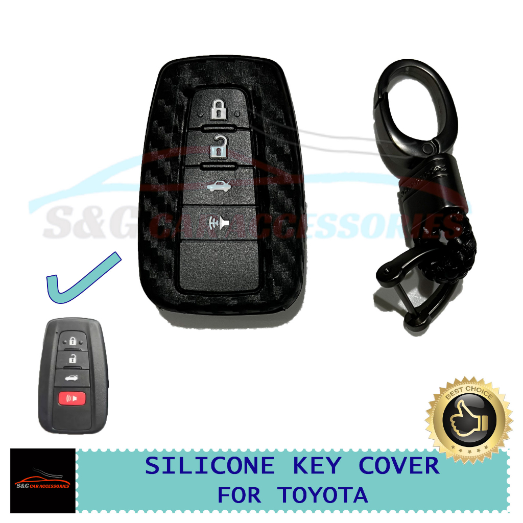 Carbon Fiber Silicone Car Key Cover for Toyota Corolla Altis / Camry ...