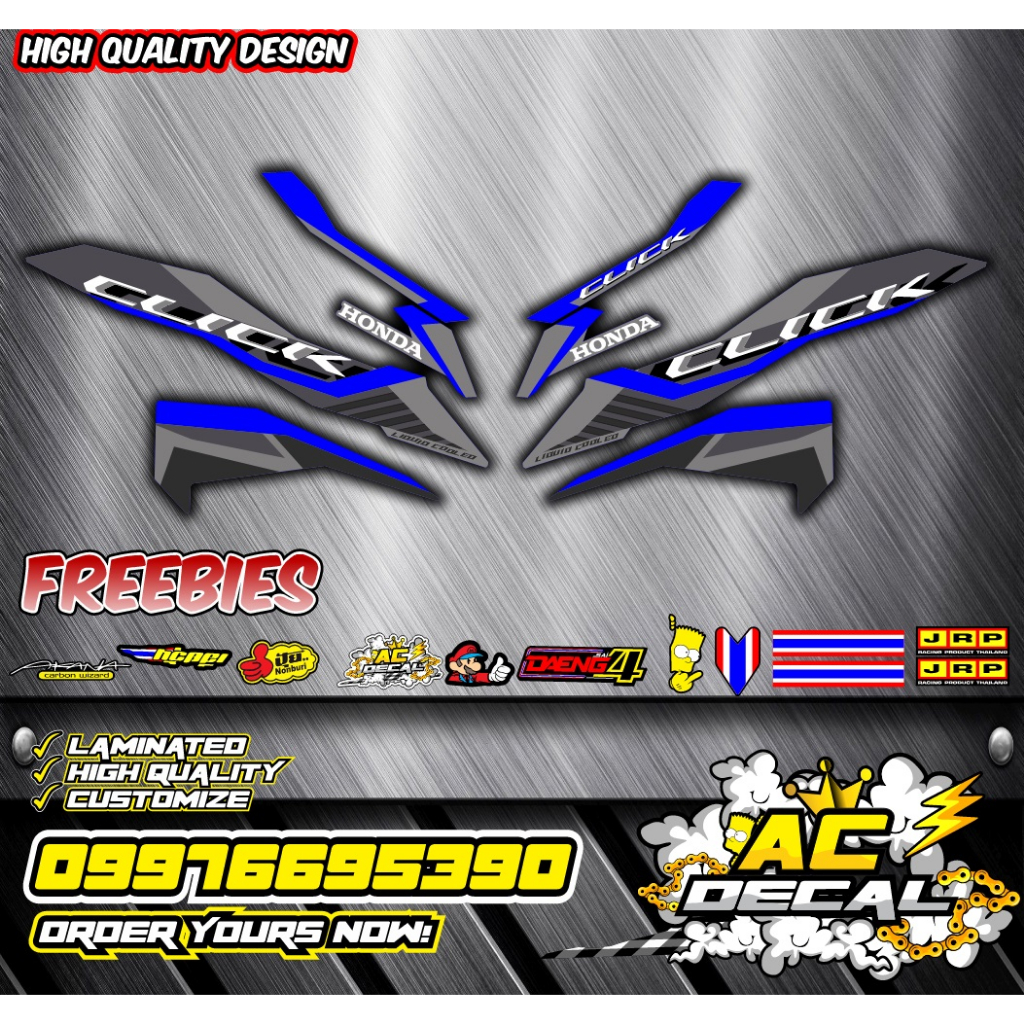 Honda Click 125i v3 Decal Stock Design (Blue) | Shopee Philippines