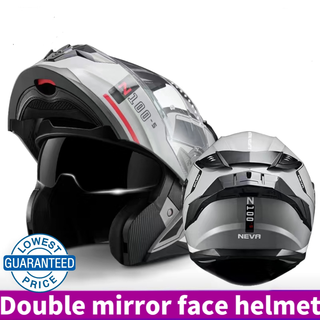 Full Face Motorcycle Helmet with Dual Lens Stylish Fast Release Racing ...