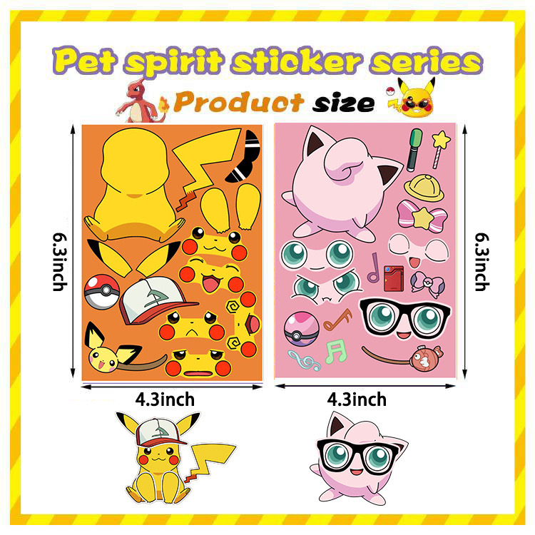 8Sheets/set pet spirit series Stickers DIY Sticker Make A Face Assemble ...