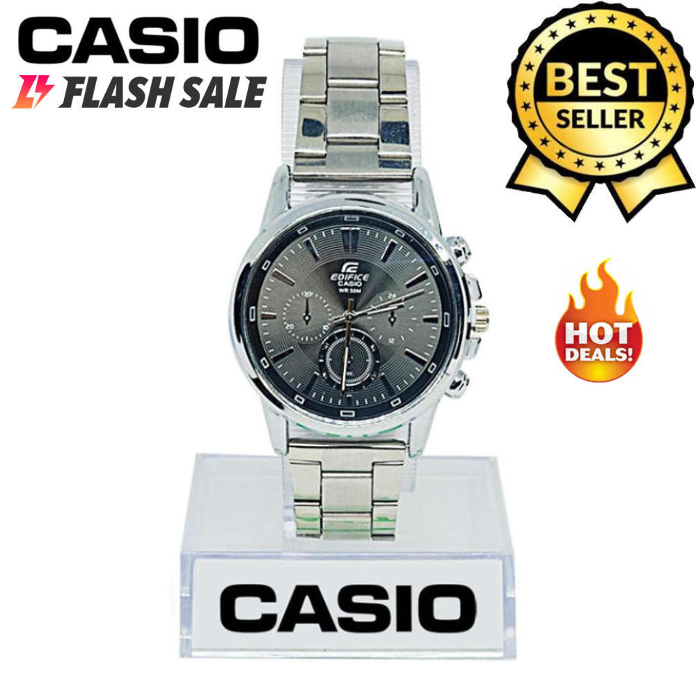 Casio Edifice 3 Chronograph Black Dial Stainless Steel Band Watch for ...