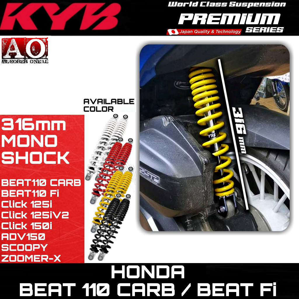 KYB Premium Shock Absorber for HONDA Beat110 Carb Type Beat110 Fi Click125 Mono Shock Absorber ...