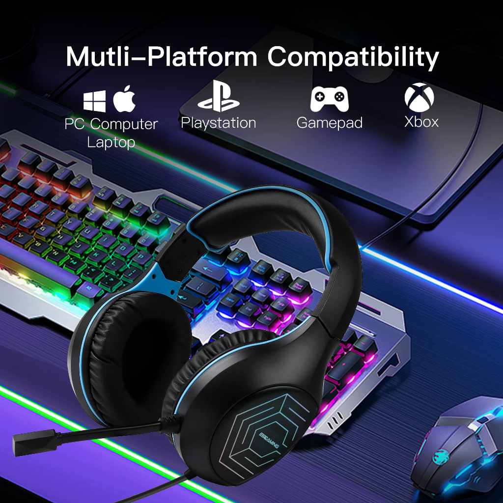 INPLAY H20 Gaming Computer Headset Pc Laptop RGB Light Noise Cancellation headset with ...