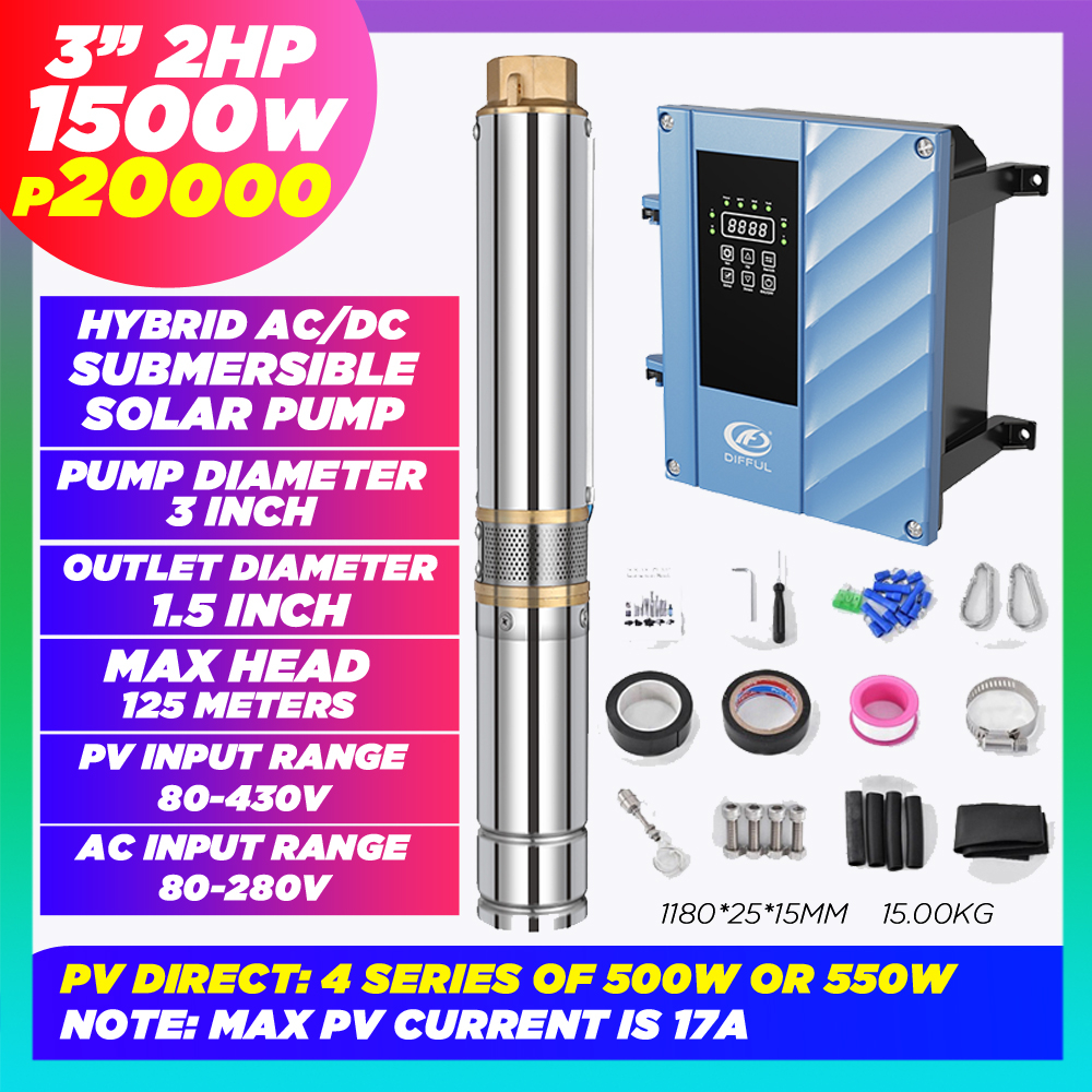 Difful Submersible Solar Pump Hybrid Ac Dc Pump 1Hp 2Hp 3Hp 4Hp 5Hp ...