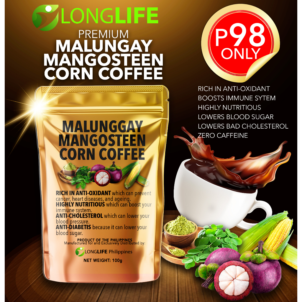 LONGLIFE CORN COFFEE WITH MALUNGGAY AND MANGOSTEEN | Shopee Philippines