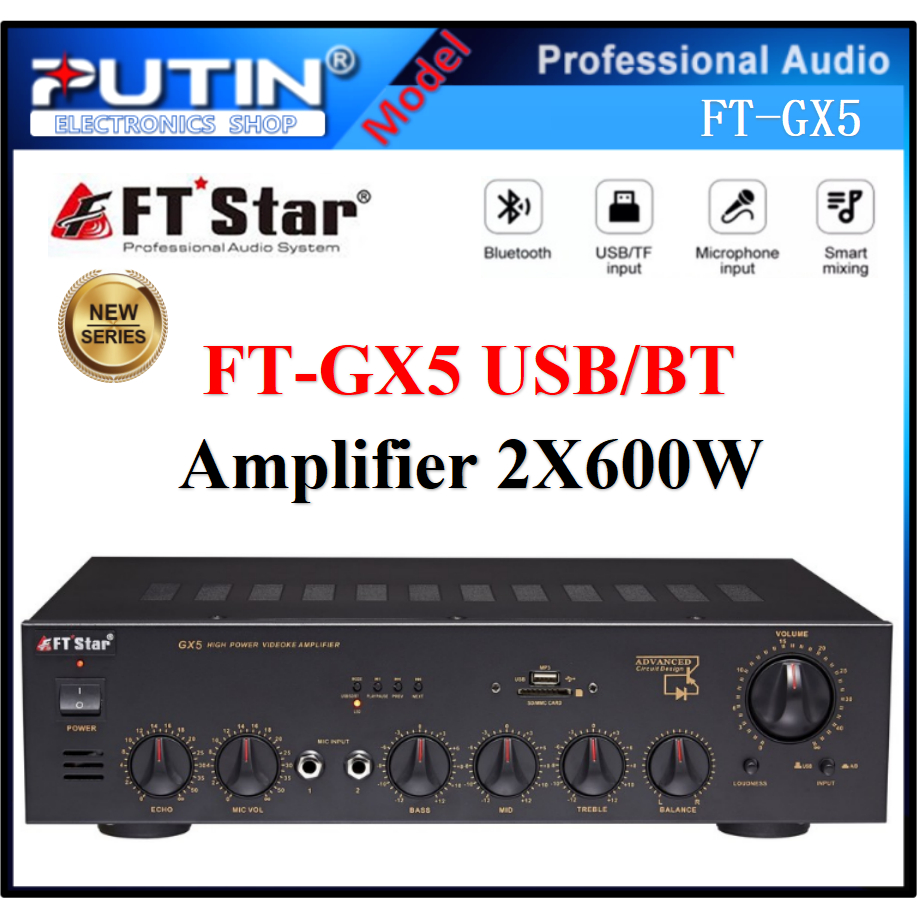 The FTstar Amplifier. GX5/GX-5 High Power Professional Videoke Amplifier with Bluetooth/USB ...