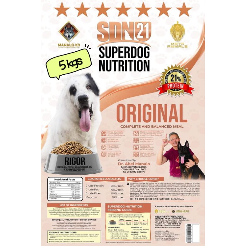 5KG SDN 21% PROTEIN SUPERDOG NUTRITION DOG FOOD | Shopee Philippines