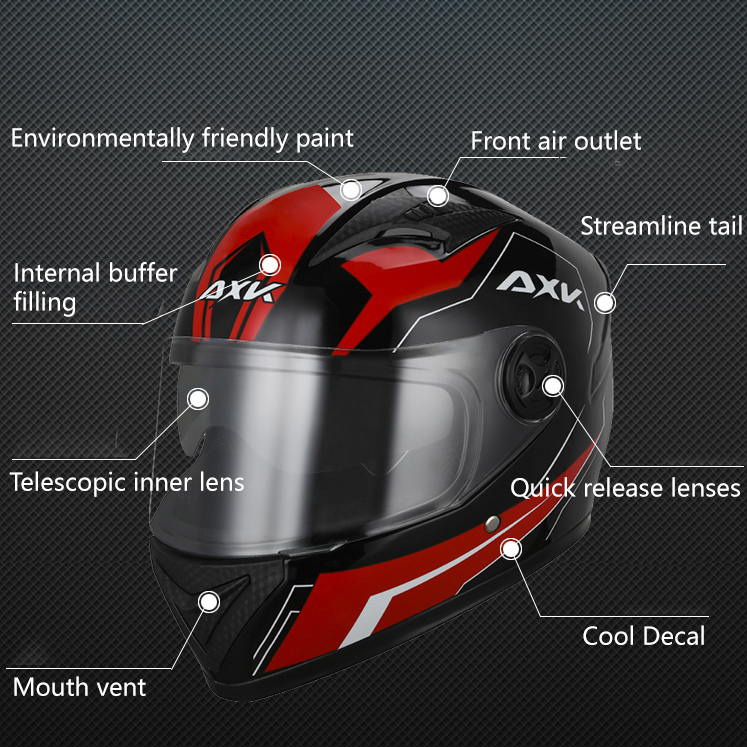 AXK/AKA 557 Double Miorr Motorcycle Full Face Helmet with ICC | Shopee ...