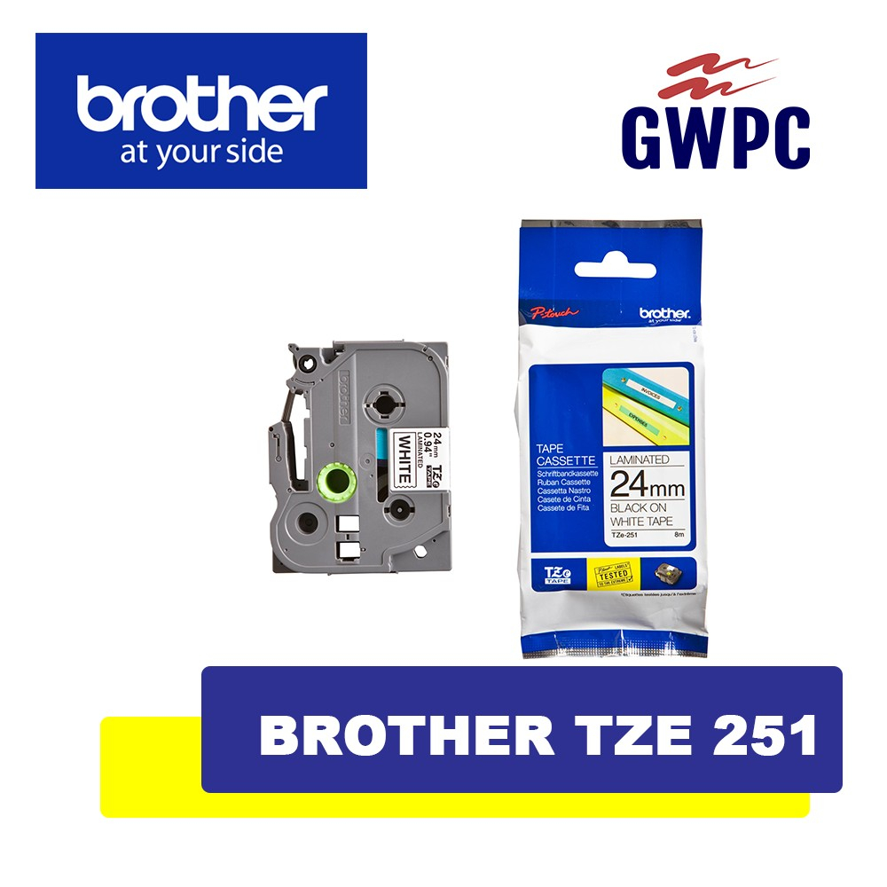 Brother TZE-251 Black on White Label Tape 24mm TZE 251 | Shopee Philippines