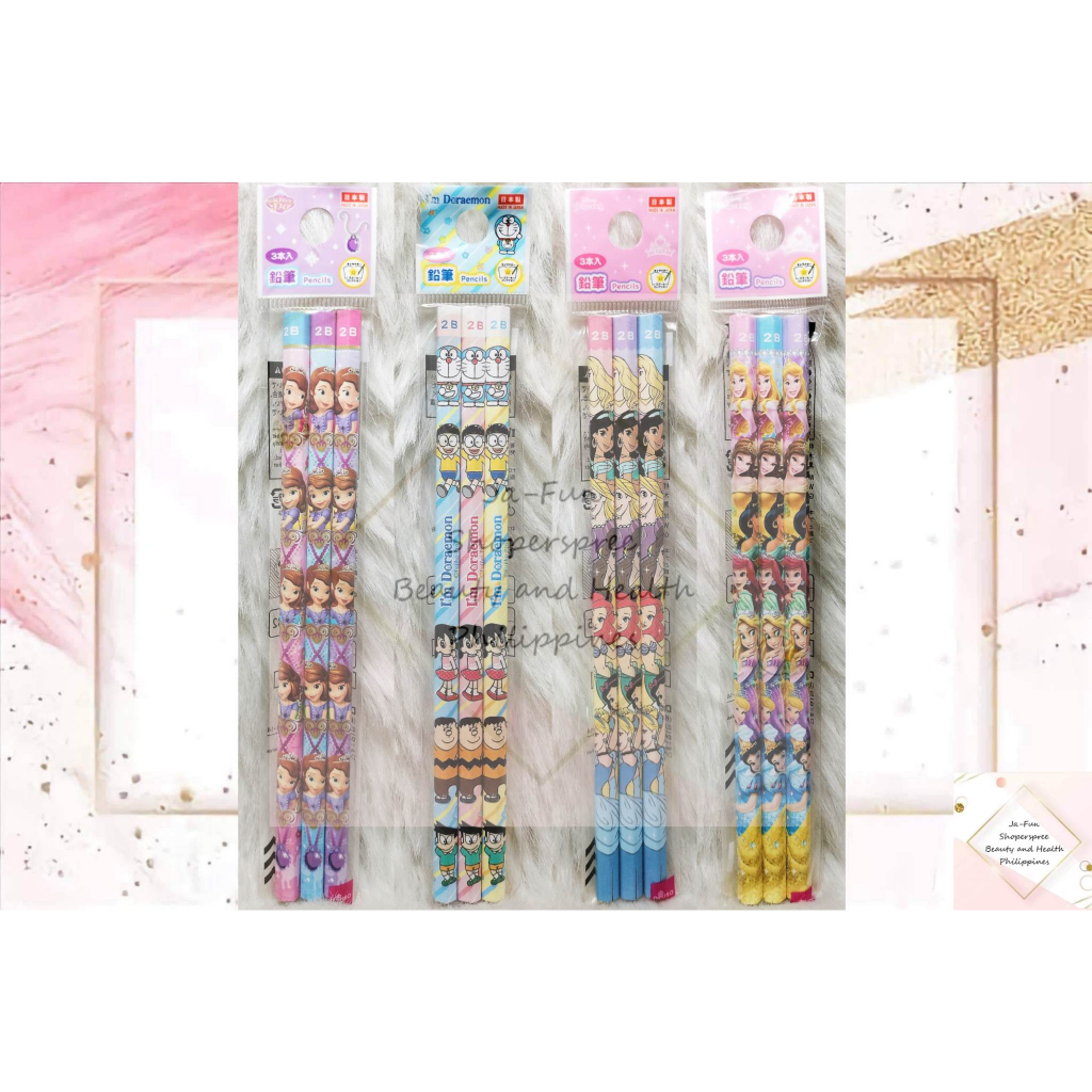 FINE PENCIL 3PCS SET DISNEY CUTE DESIGNS DORAEMON DISNEY PRINCESS ...