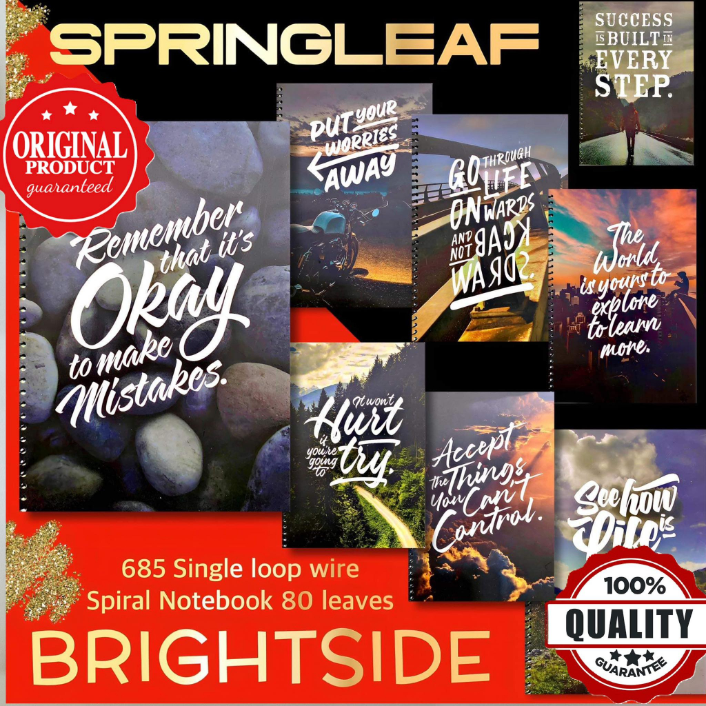 ADVANCE Spring Leaf Spiral Notebook BRIGHTSIDE Series 80 Leaves 6x8.5 ...