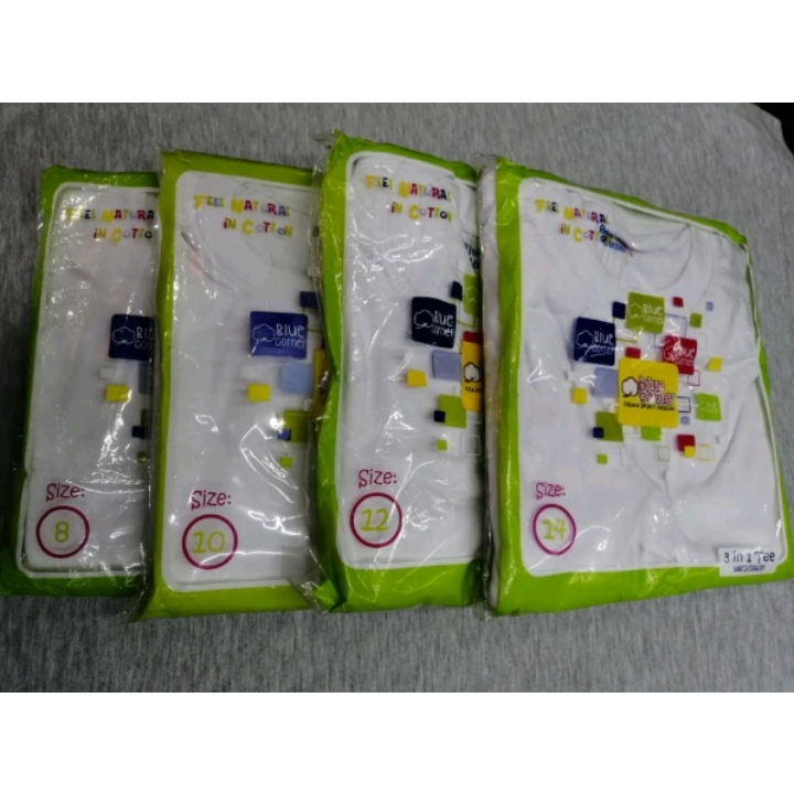 Blue Corner 3 in 1 Round neck T-shirt White For Kids ( 3pcs per pack ...