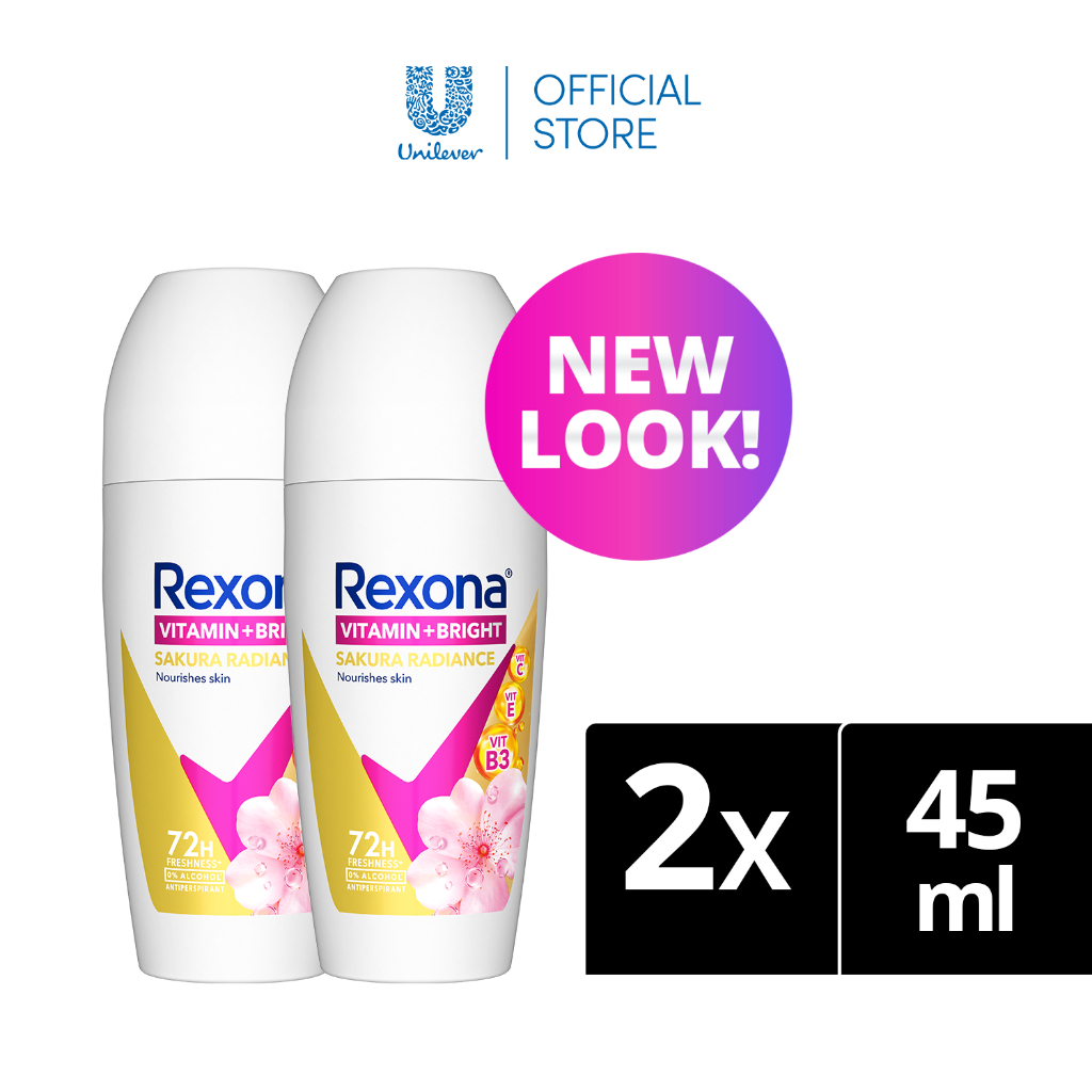 Rexona Vitamin + Bright Roll On Deodorant Sakura Radiance 45ml x2 ...