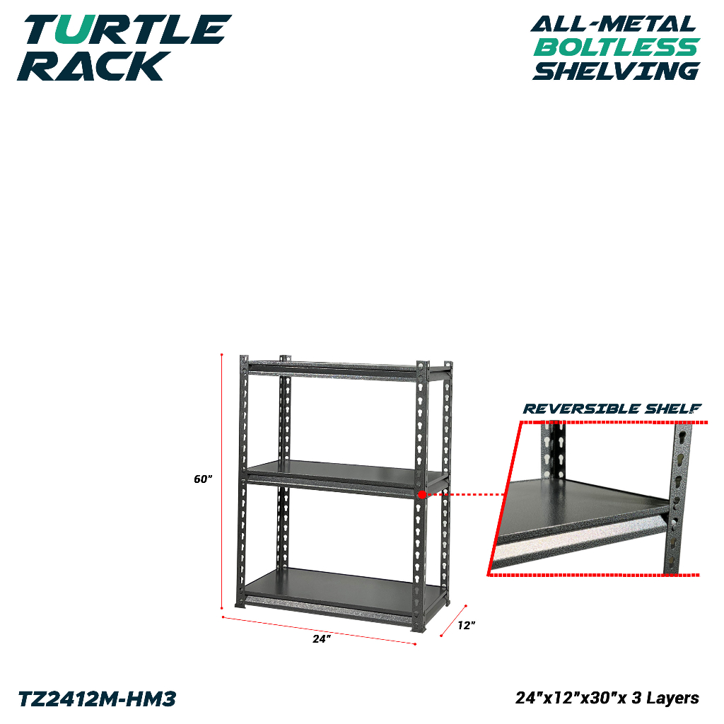 TURTLE RACK Boltless Steel Rack 3/4/5 Layers All-Metal/MDF Shelving ...