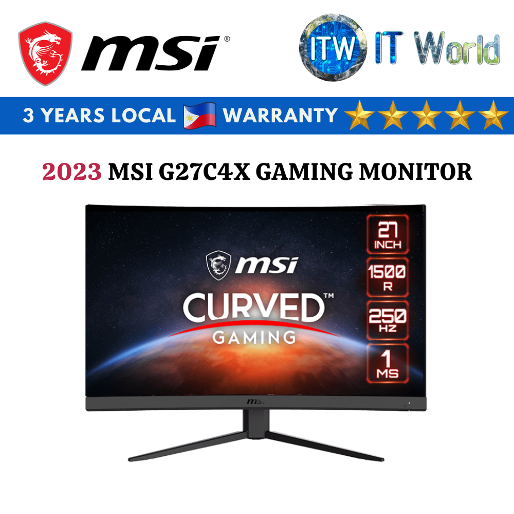 MSI G27C4X 27" 1920x1080(FHD), 250Hz, VA, 1ms (MPRT), 1500R Curved ...