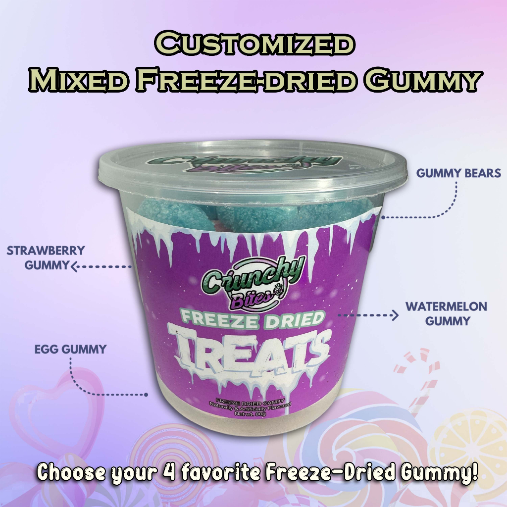 Freeze Dried Candy - Customized Mixed Gummies in a Tub - Choose your 4 ...