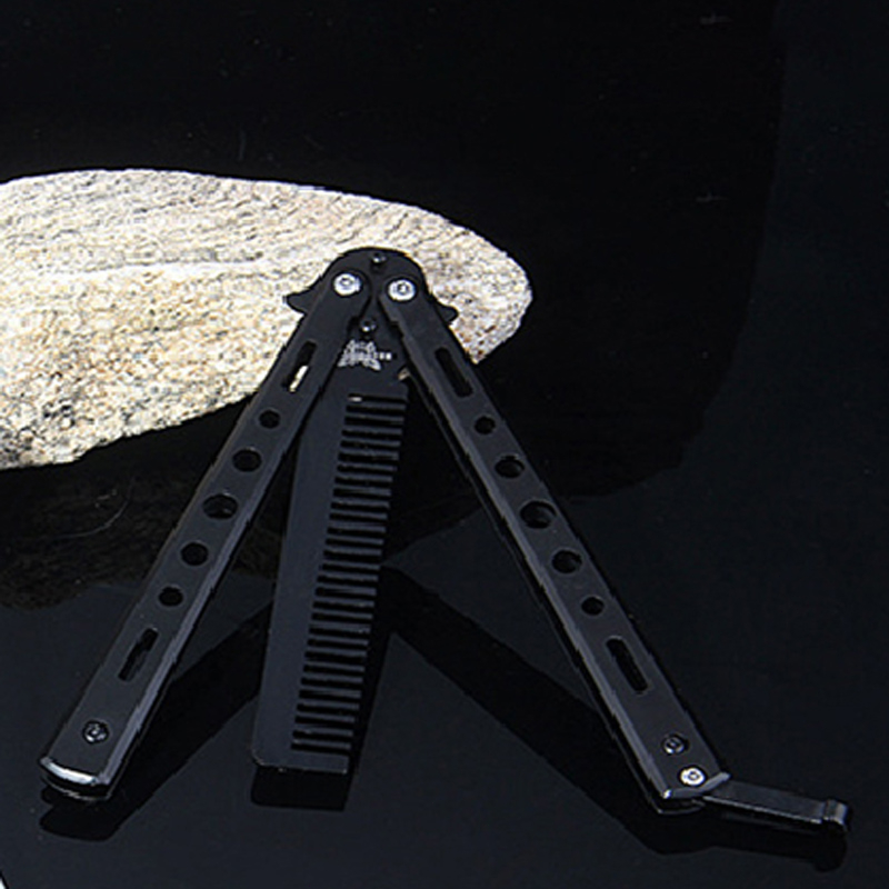 Black Stainless Steel Butterfly Folding Comb for Safe Practice | Shopee ...