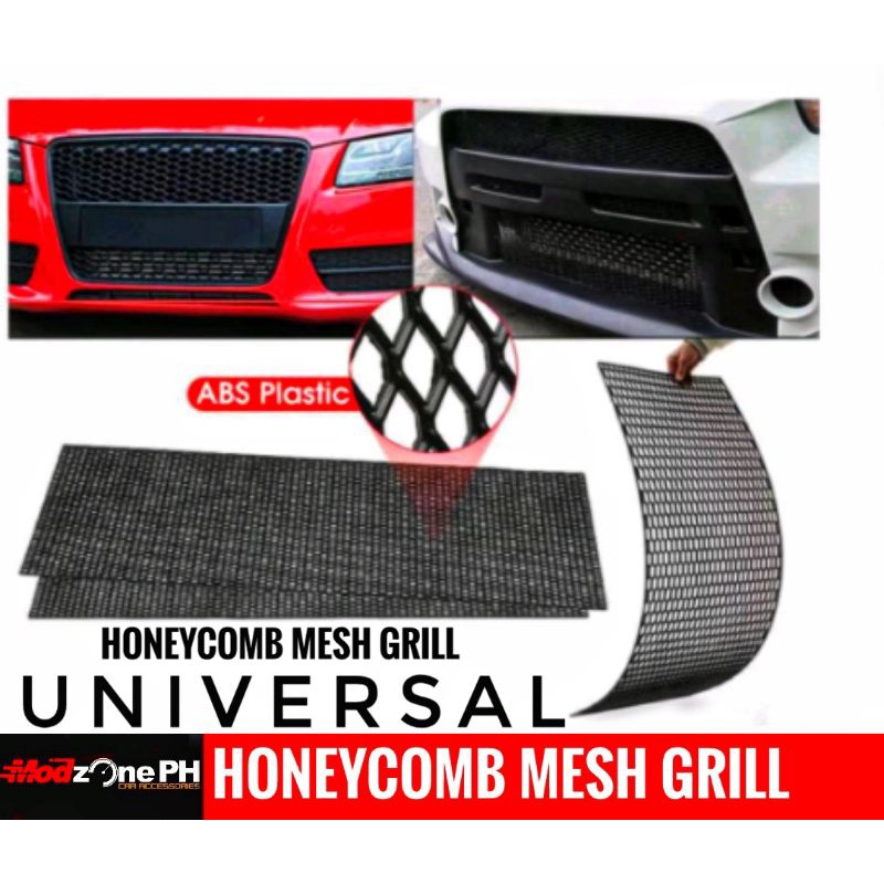 UNIVERSAL MESH GRILL HONEYCOMB ABS PLASTIC BLACK FLEXIBLE FRONT BUMPER ...