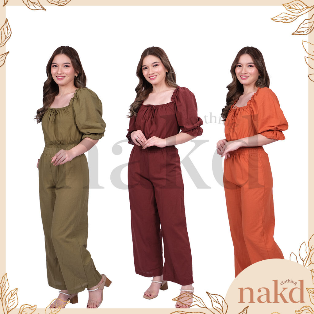 NAKD FASHION KARMEN 3/4 PUFF SLEEVES LINEN BASIC CASUAL TERNO ...