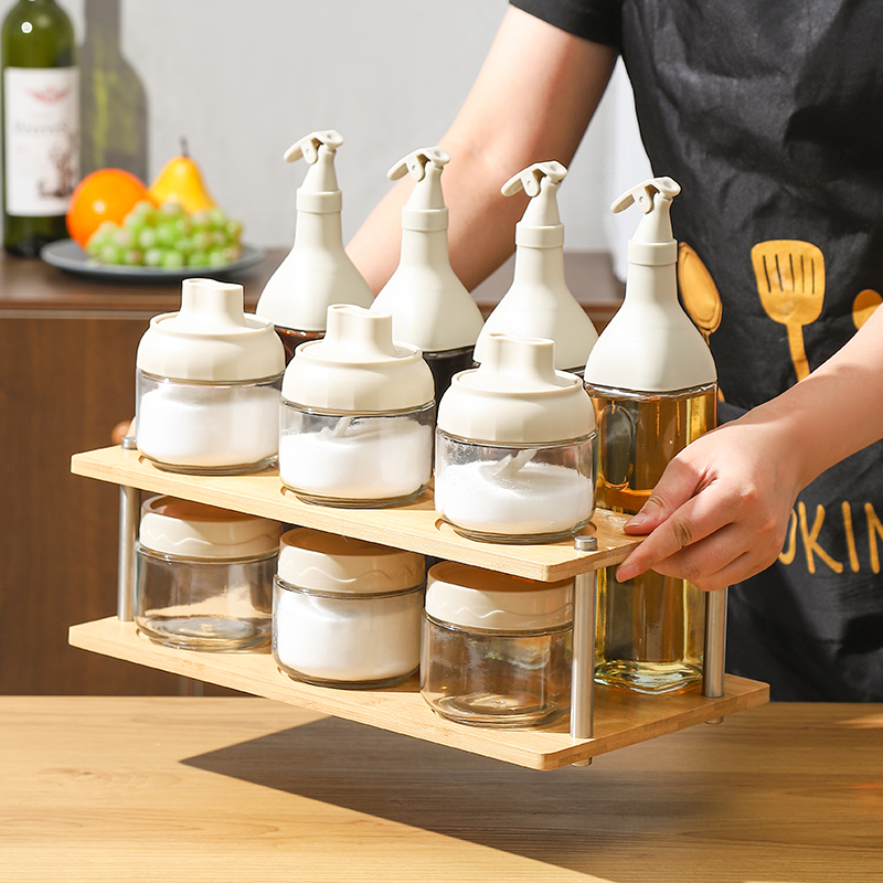 11pcs Kitchen seasoning tank oil pot set combination box storage rack ...