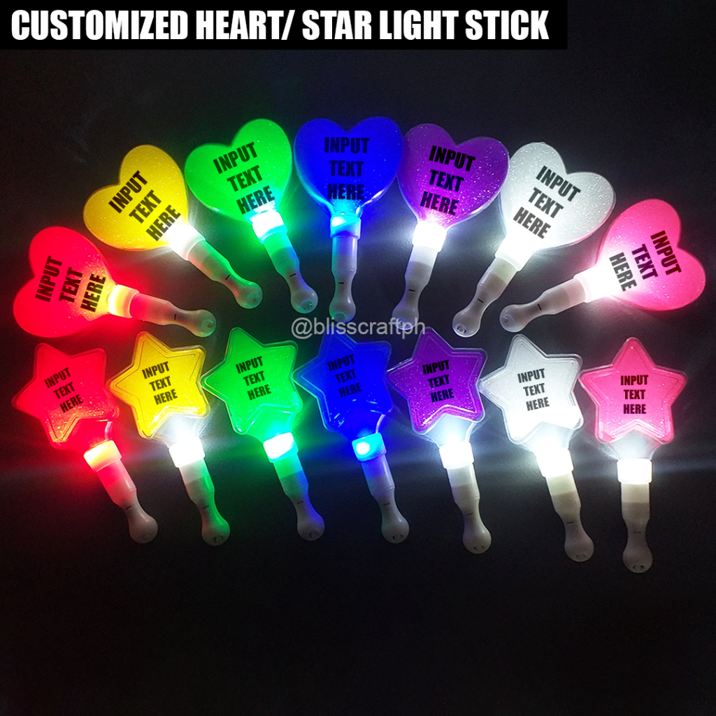 [COD] CUSTOMIZED HEART STAR LIGHT STICK Personalized Blinking Flashing ...