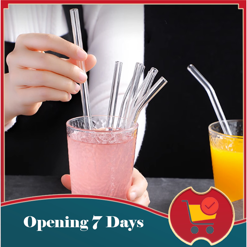 Drinking Glass Straws Transparent Reusable Glass Straw Borosilicate or ...