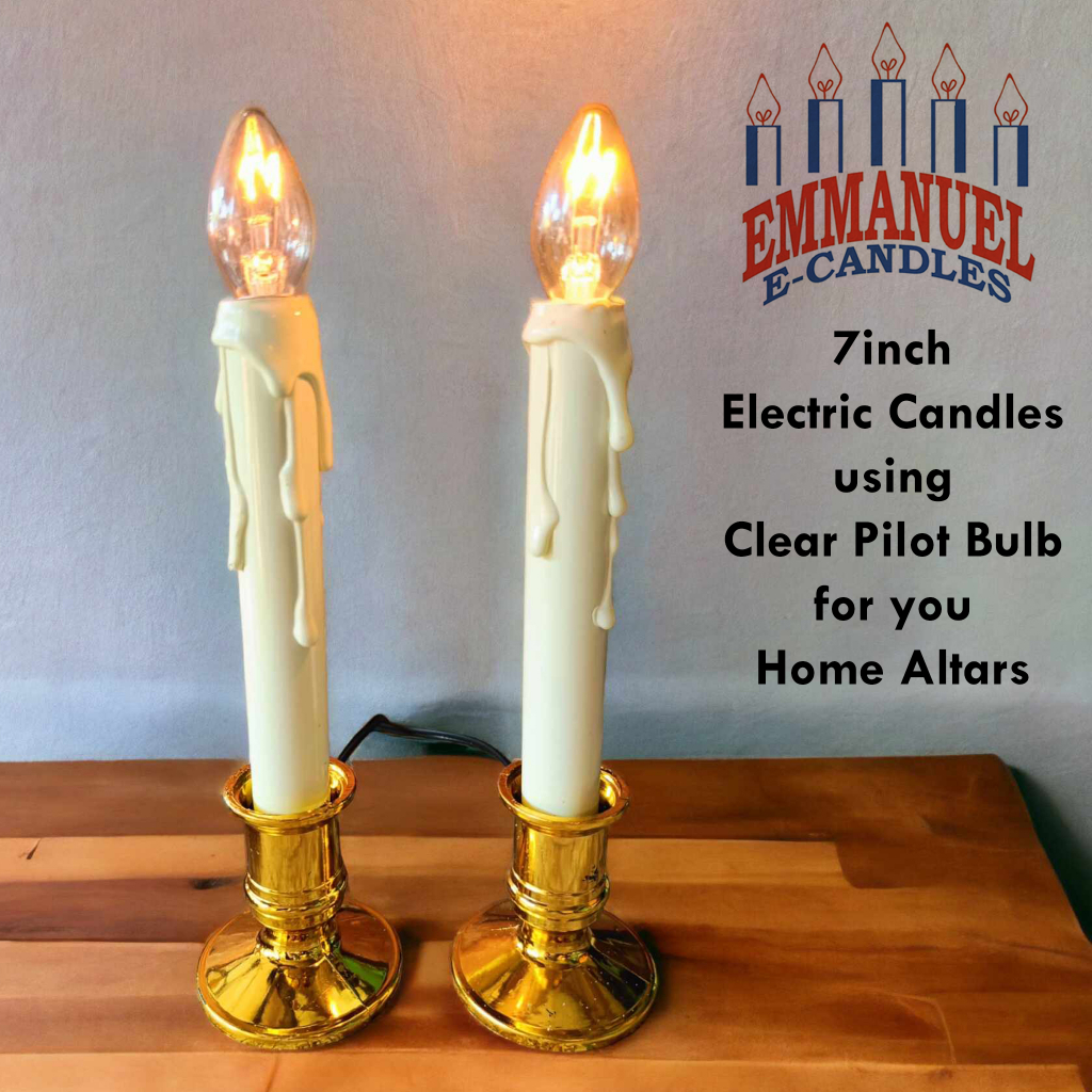 7-Inch Emmanuel Electric Candle | Clear Pilot Bulb | Plug-in Religious ...