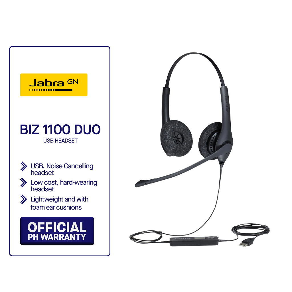 Jabra Biz 1100 Duo USB Noise Cancelling Headset | Shopee Philippines