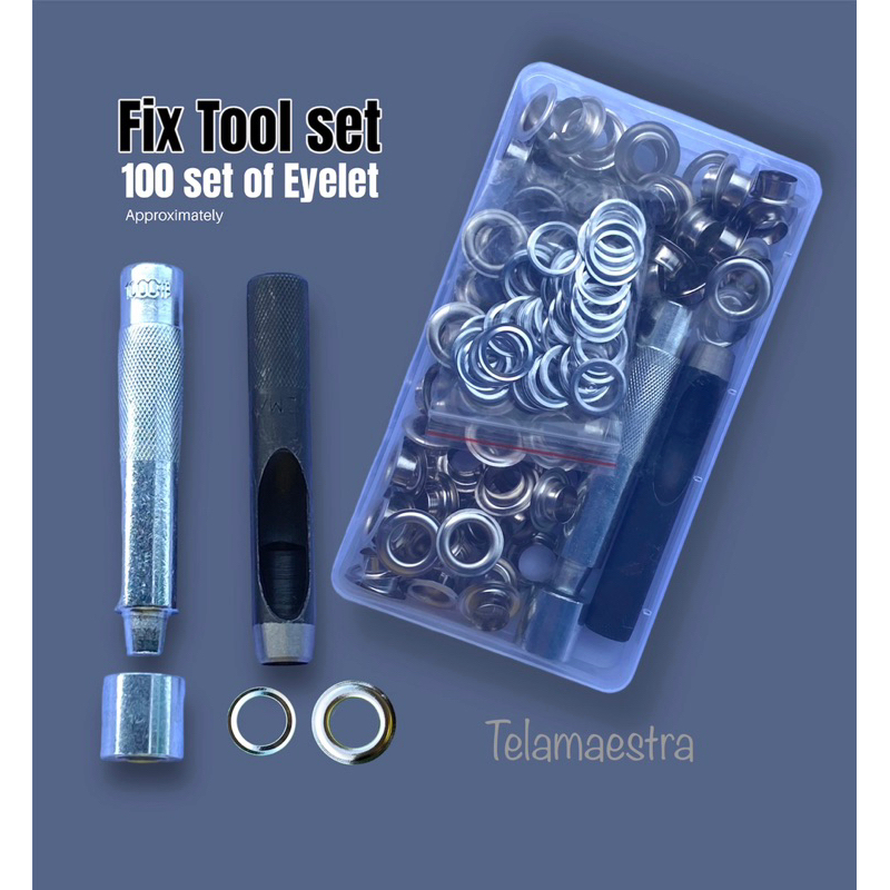100 Sets 12x22x7mm Grommet Kit Silver Eyelet Kit | Installation Tool ...