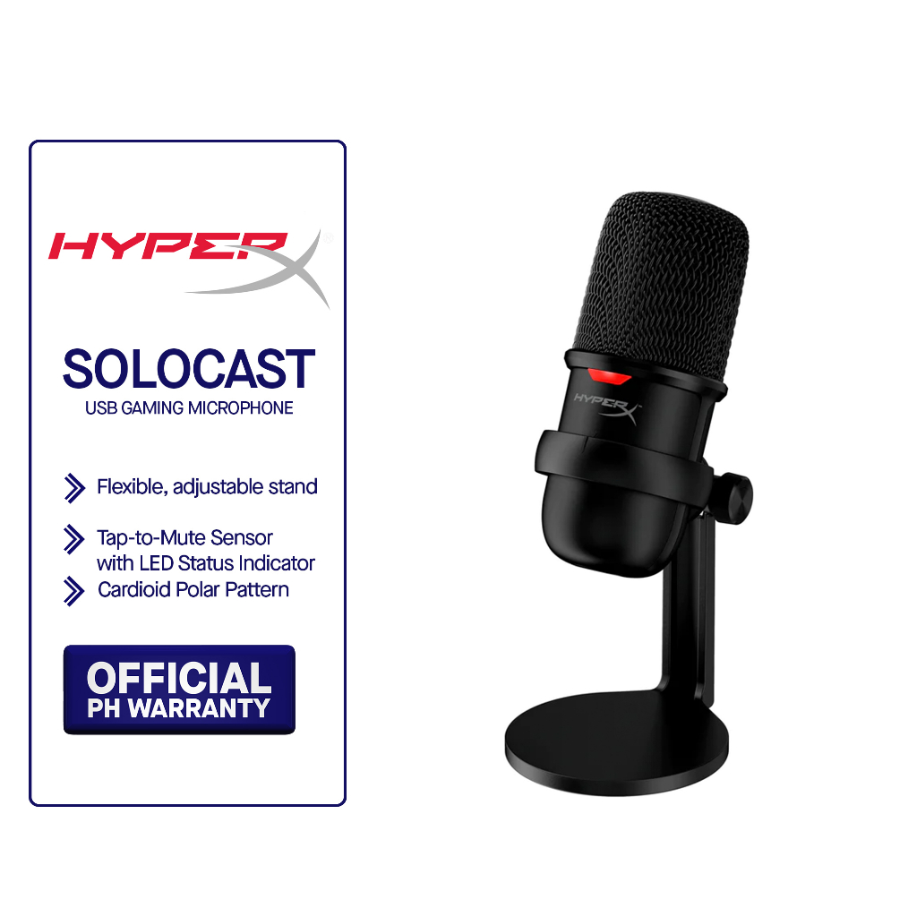 HyperX SoloCast USB Microphone for Streamers (HMIS1X-XX-BK/G) | Shopee ...