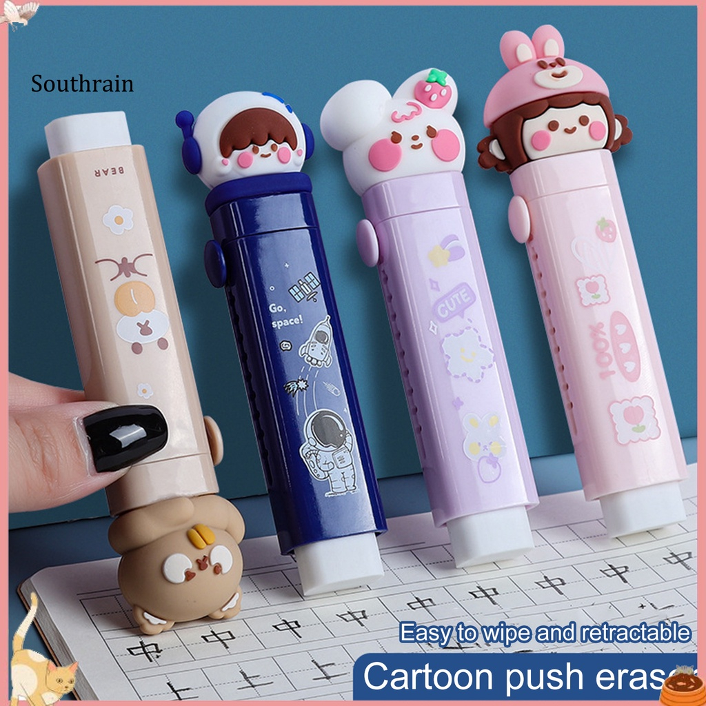 Cute Cartoon Pencil Eraser Telescopic Pen Eraser Student Portable Soft ...