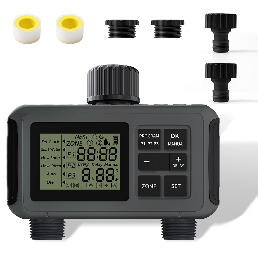 Yieryi Water Timer Garden Irrigation Timer Automatic Sprinkler Timer For Lawn Yard 2 Outlets