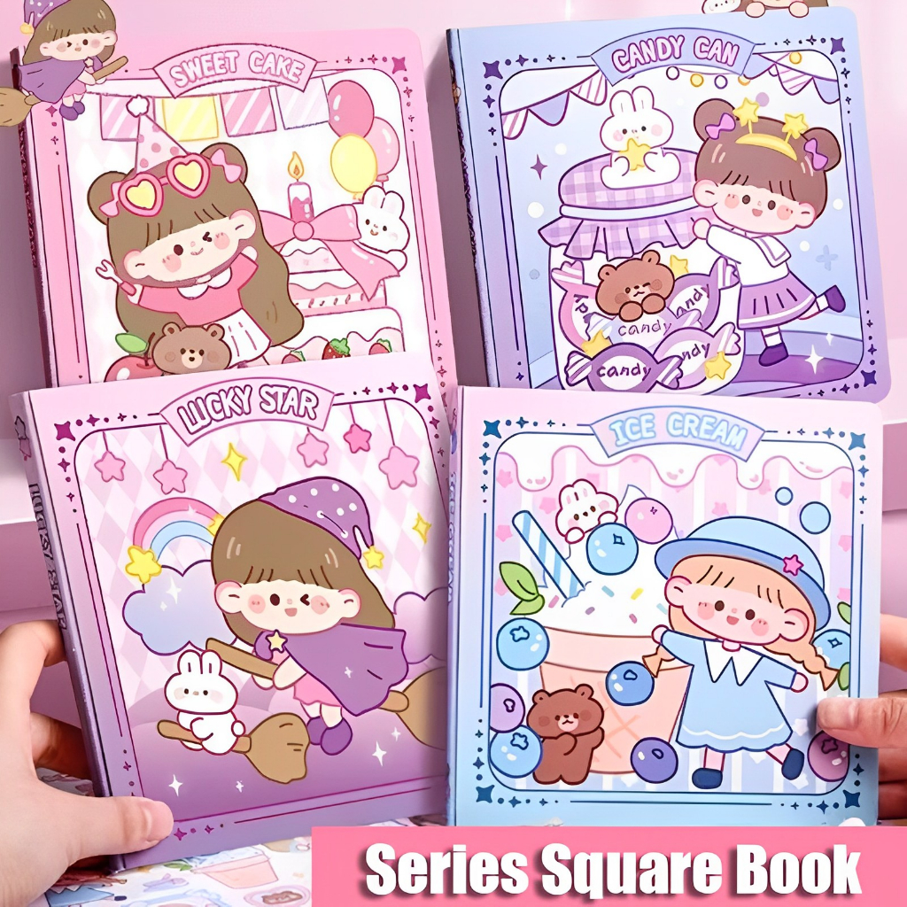 DIY Hand Ledger Checker Notebook Cartoon Style Square Notebook | Shopee ...