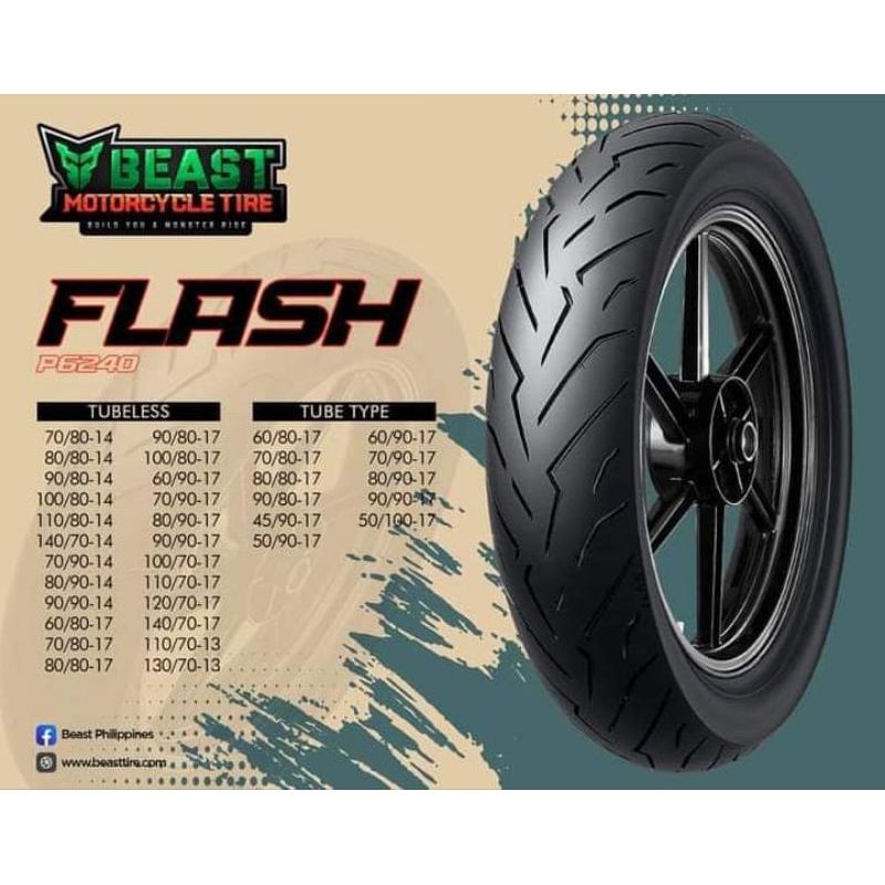 BEAST TIRE FLASH P6240 (FREE SEALANT AND PITO) | Shopee Philippines