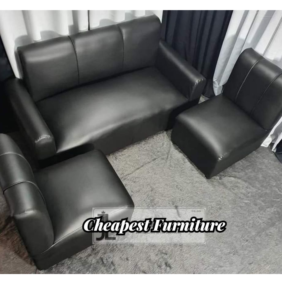 SALA SET BLACK LEATHER(FREE DELIVERY NCR ONLY) | Shopee Philippines