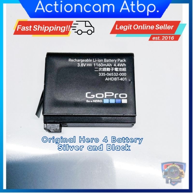 Hero 4 Battery Silver and Black 1160 mAh Original - Actioncam Atbp ...