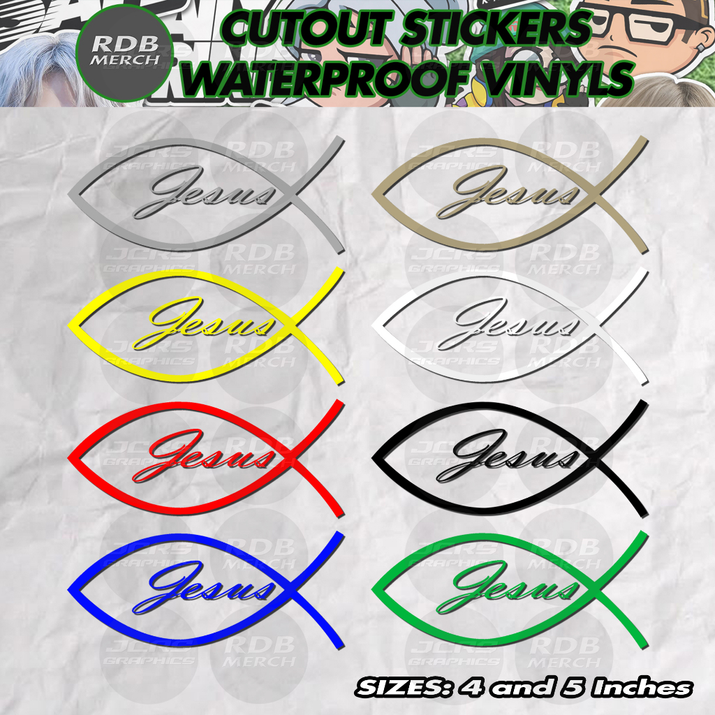 Jesus Fish Version 2 Sticker - Religious custom cutout decal for your ...