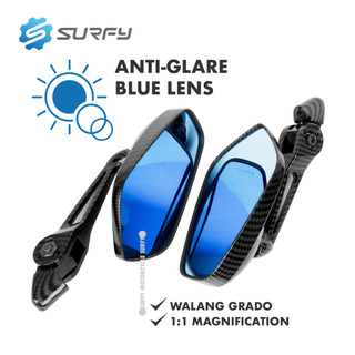 Street King Side Mirror v2 Anti-Glare Blue Lens Carbon Fiber Design CNC ...