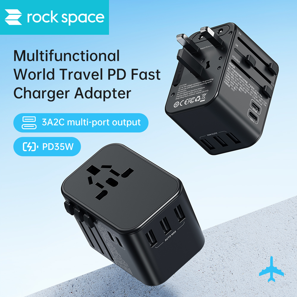 Rock Space T62 Multifunctional Travel Adapter PD Fast Charger Type-C ...