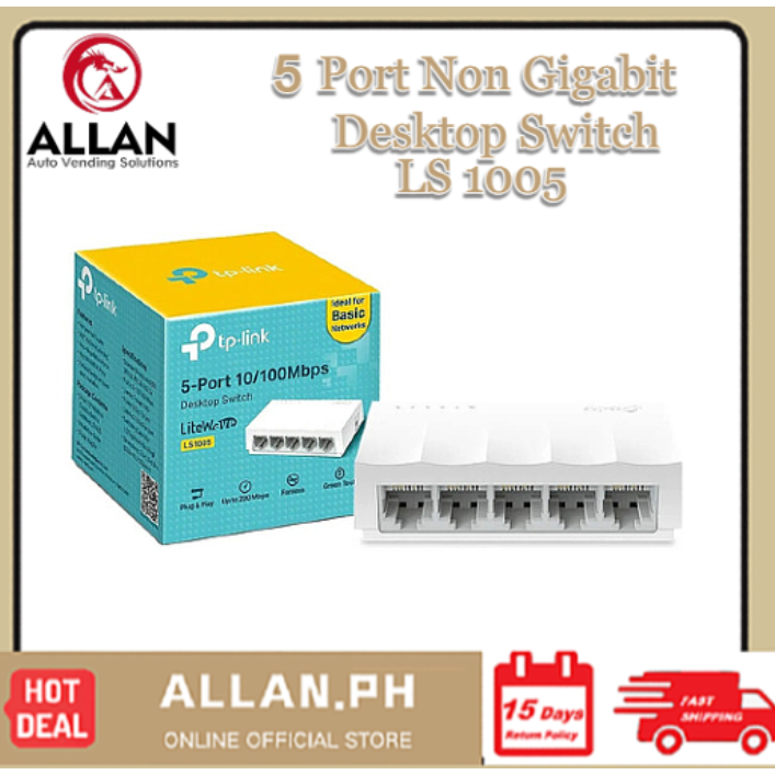 Allan 5-Port 10/100Mbps Non Gigabit Desktop Switch (LS1005) | Shopee ...