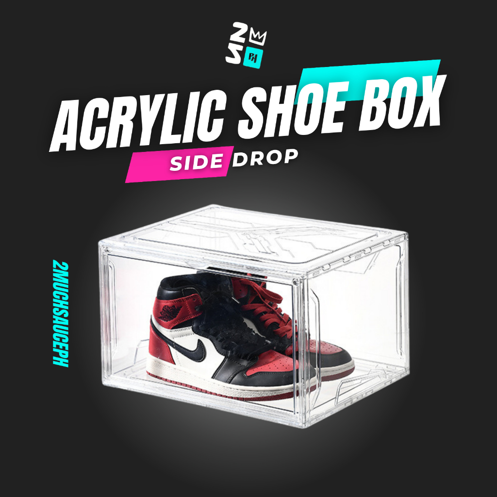 1PC ACRYLIC SHOE BOX SIDE DROP MAGNETIC FULLY TRANSPARENT STACKABLE ...