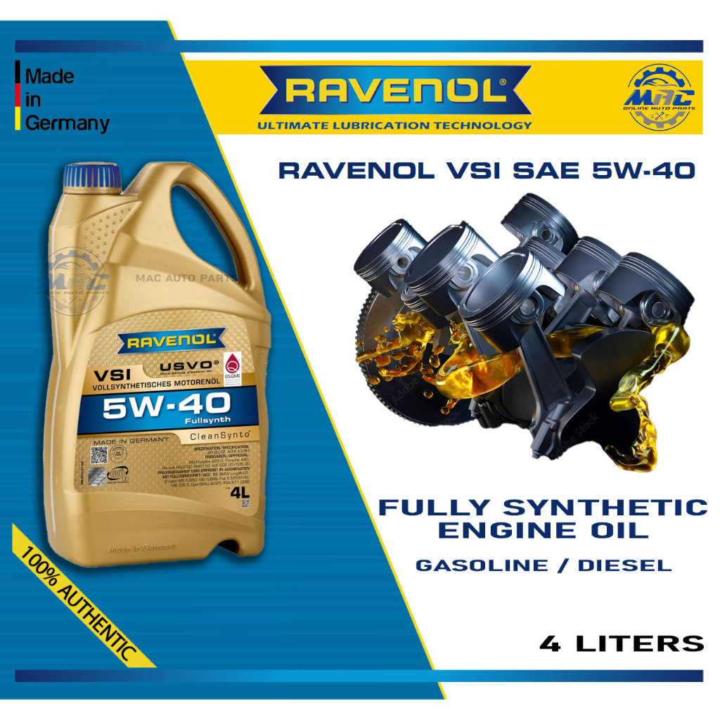 RAVENOL VSI 5W-40 GASOLINE AND DIESEL ENGINE OIL 4 LITERS And 1 LITER ...