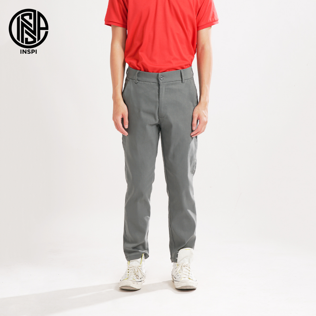 INSPI Trouser Pants for Men with Beltloop and Pockets High Waist Fit Trousers Closed Pocket ...