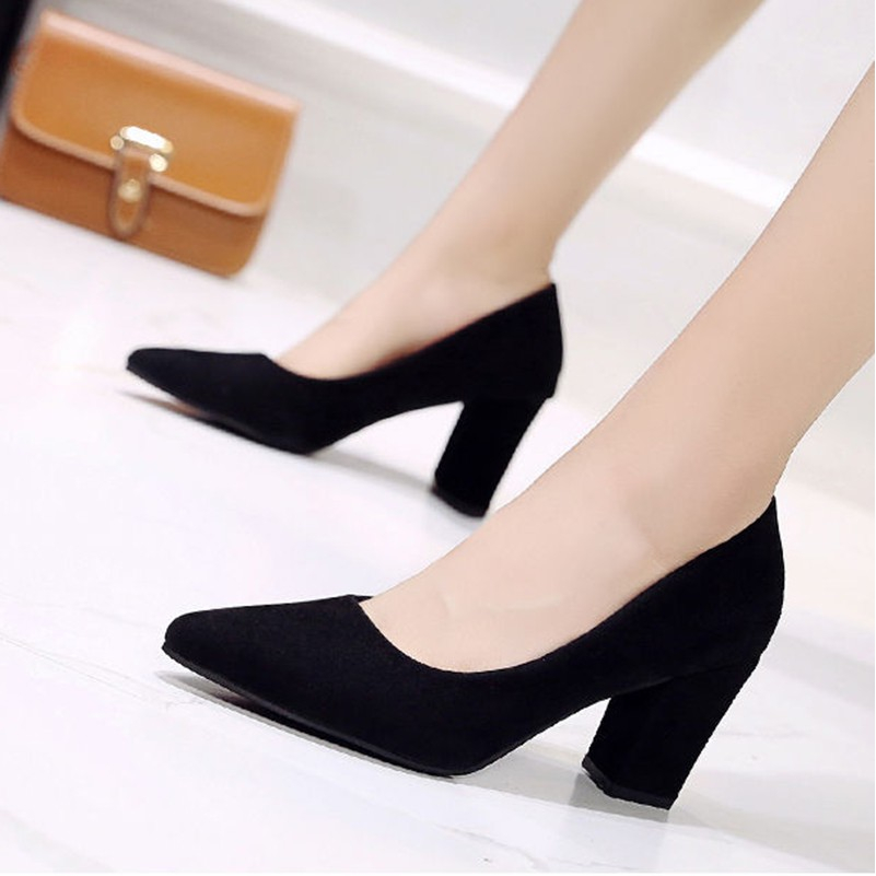 SWEETC Available in Manila Shoes for Women Black Pointed-toe Pump Suede ...